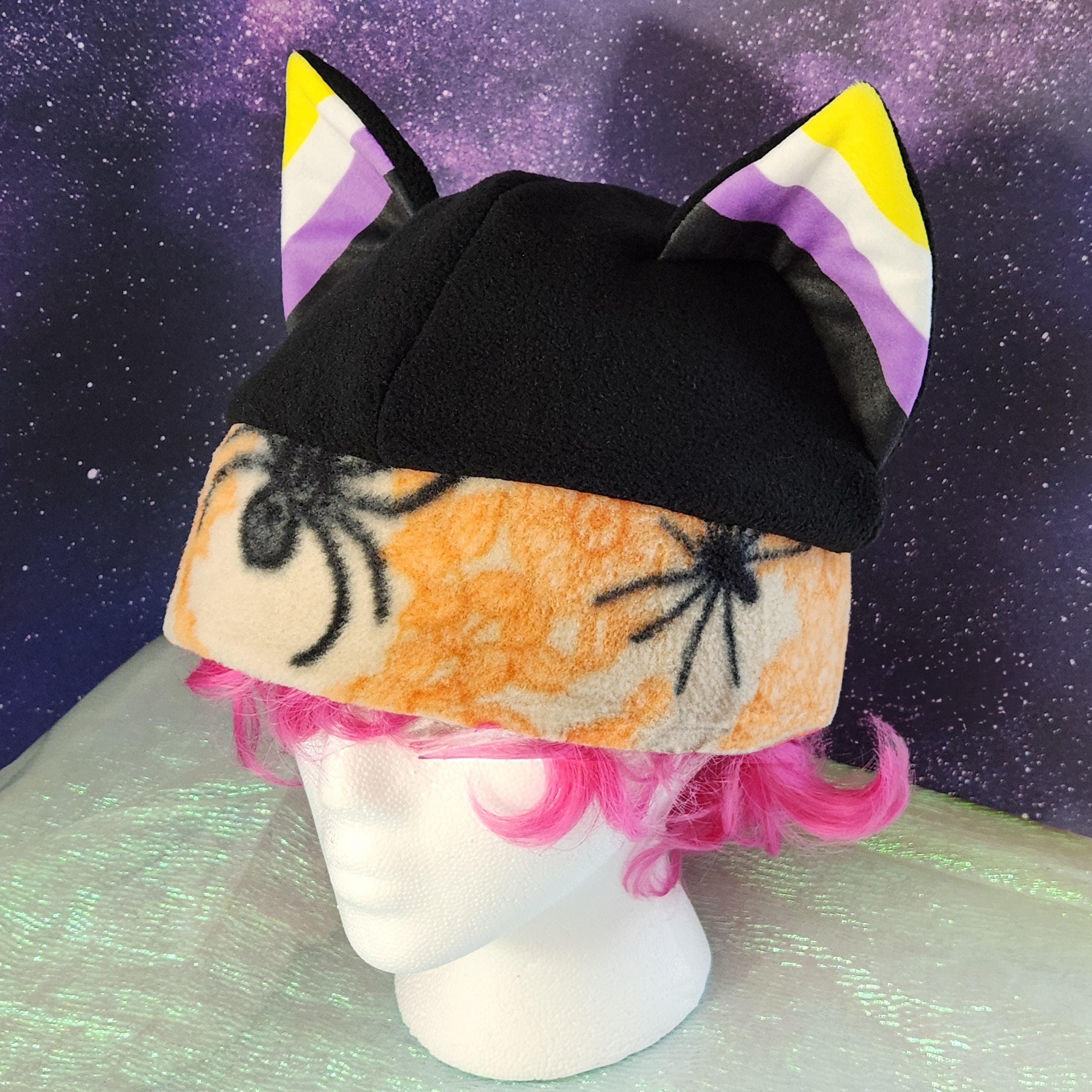 Full-size Spooky Spiders Mix and Match Cat Ear Fleece Pride Hat - More