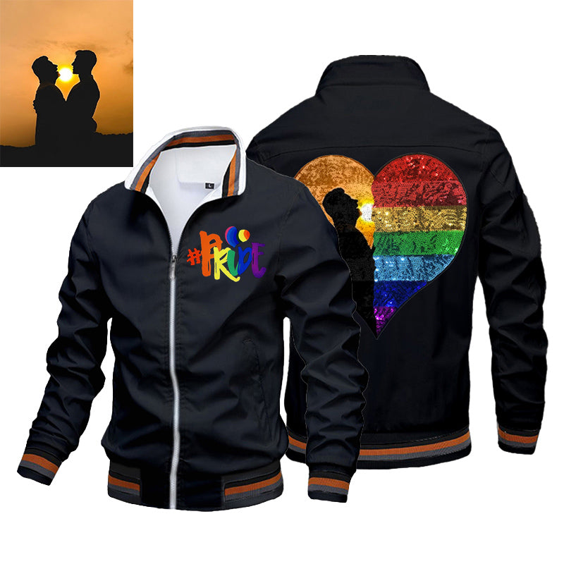 Custom sequined flag photo love jacket