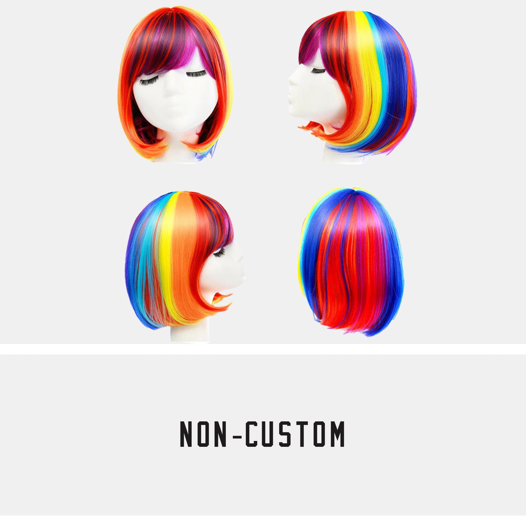 Wig female rainbow gradient hair bobo head rainbow color