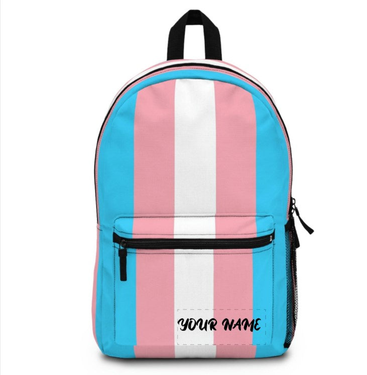 Transgender backpack; Trans flag traveling bag; Trans pride laptop bag