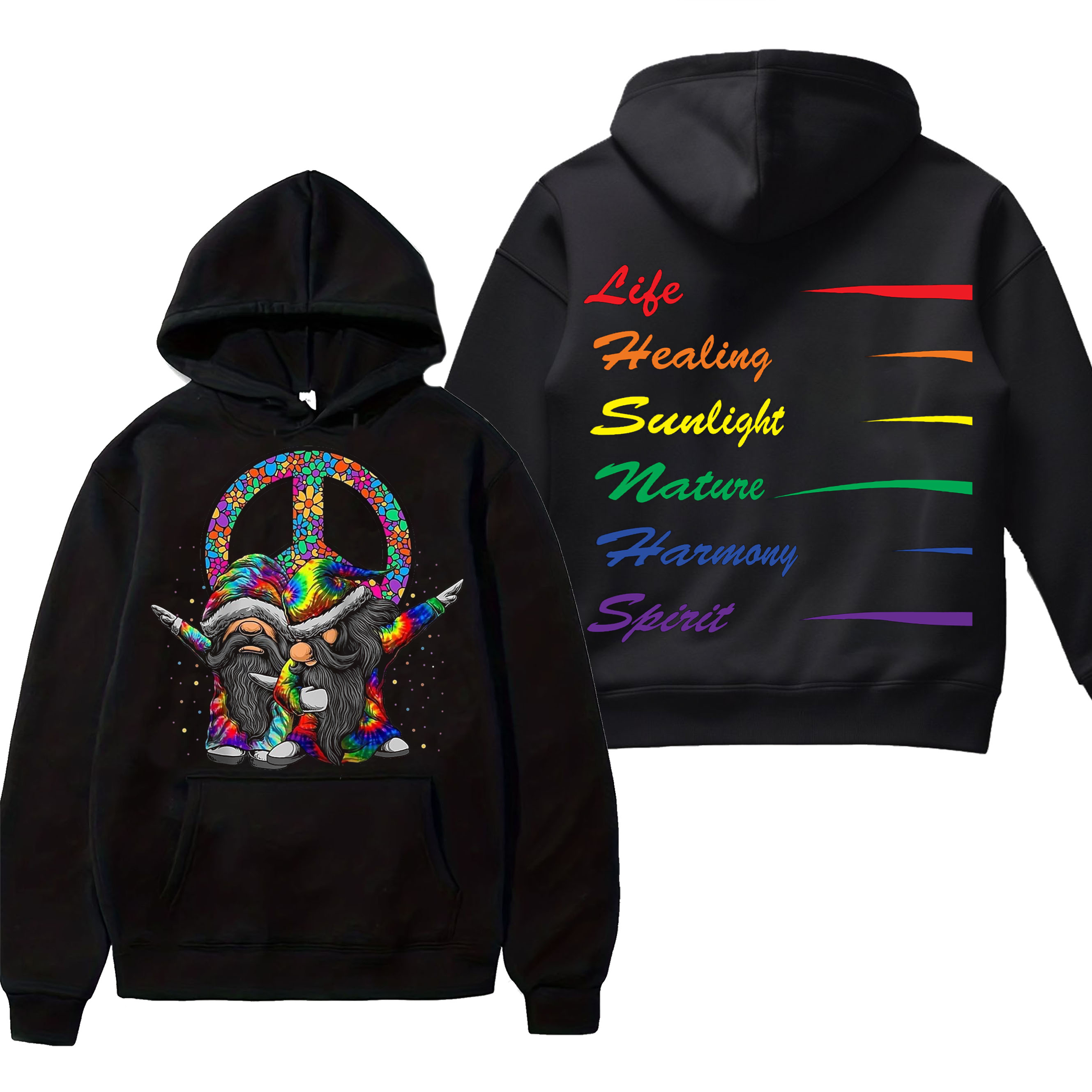 Rainbow and Peace Dwarf print hoodie