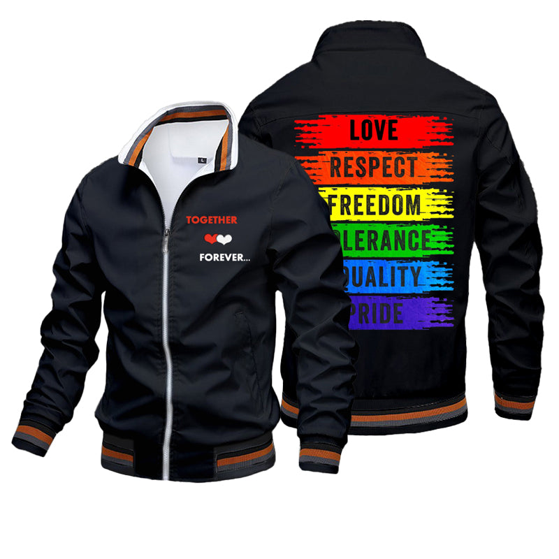 love Respect Freedom Tolerance Eouality Pride Flight jacket