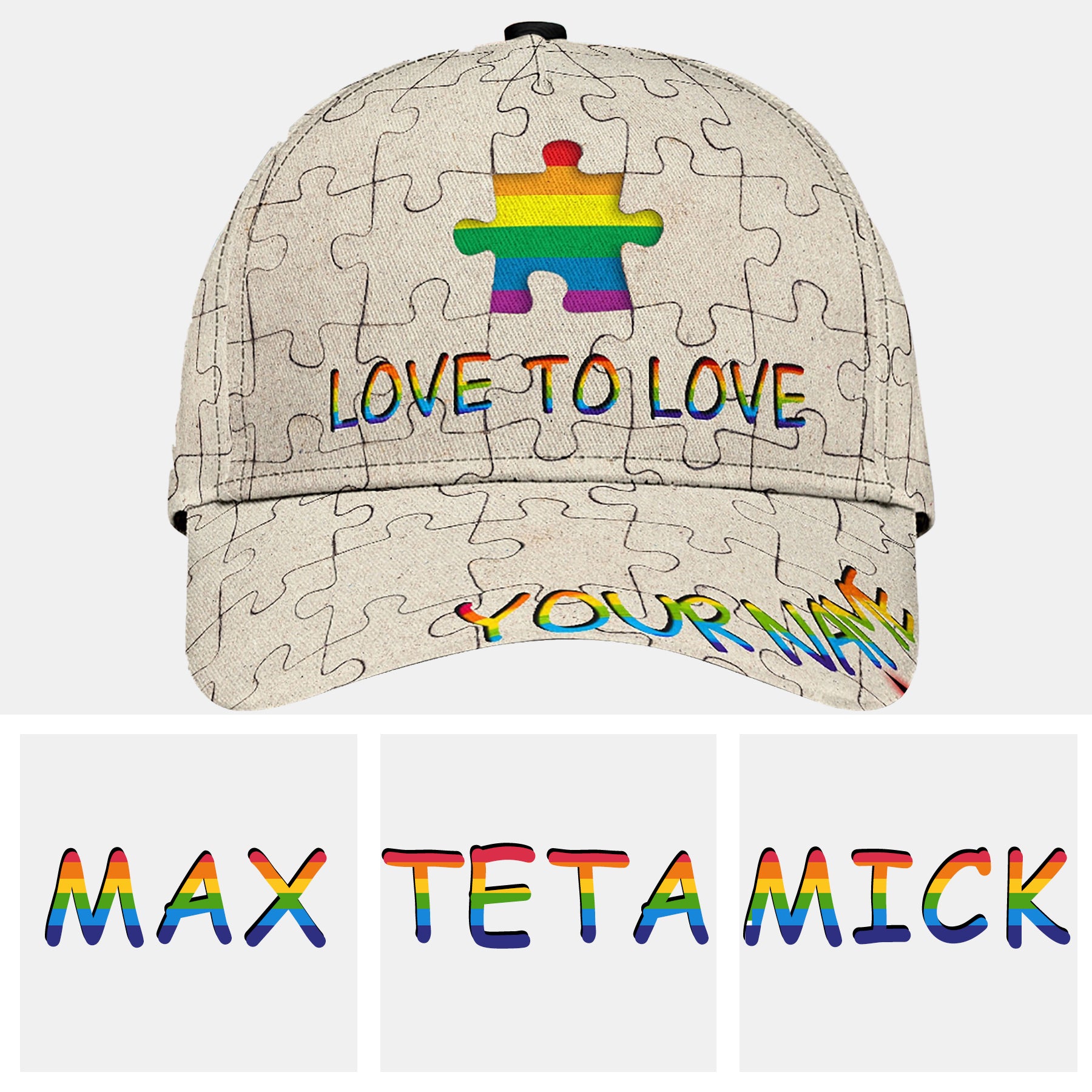 PERSONALIZED LGBT PRIDE LOVE IS LOVE LGBTQ UNISEX CAP