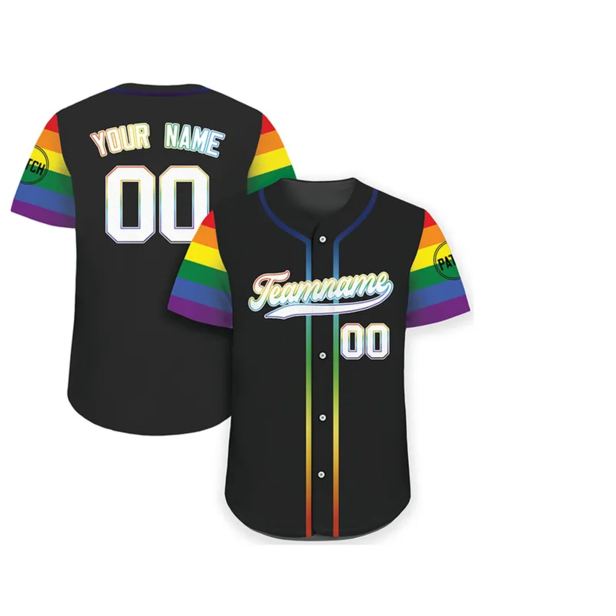 Custom Rainbow LGBTQ Pride Month Baseball Shirt, Custom Name Rainbow P