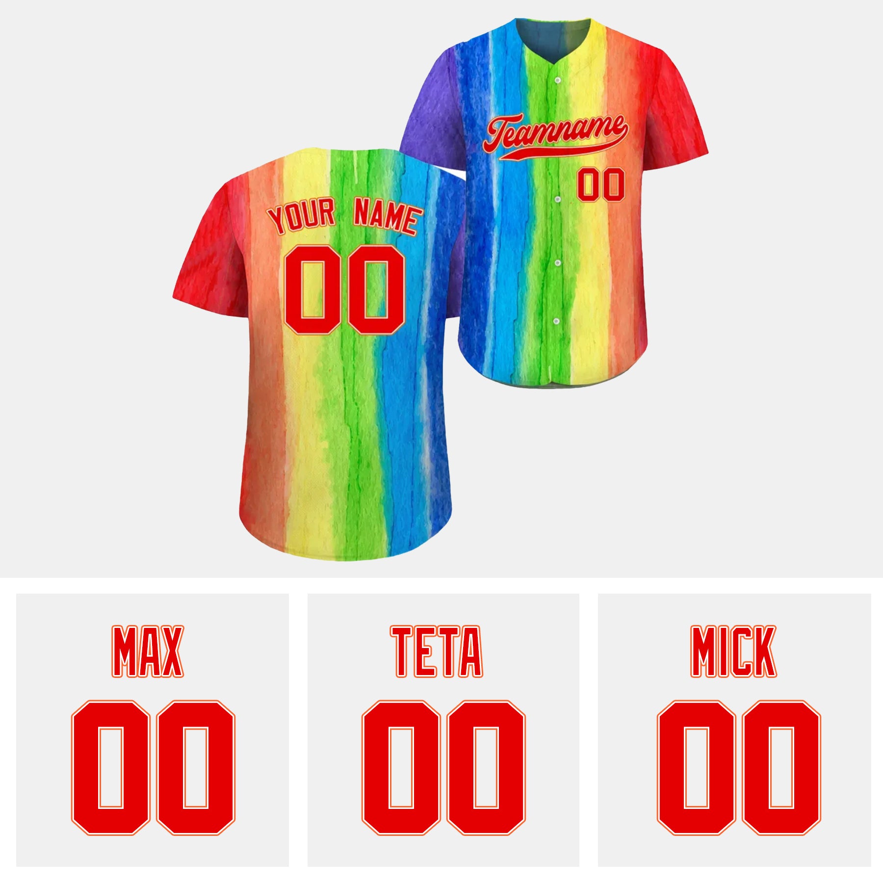 Custom LGBTQ Pride Baseball Jersey