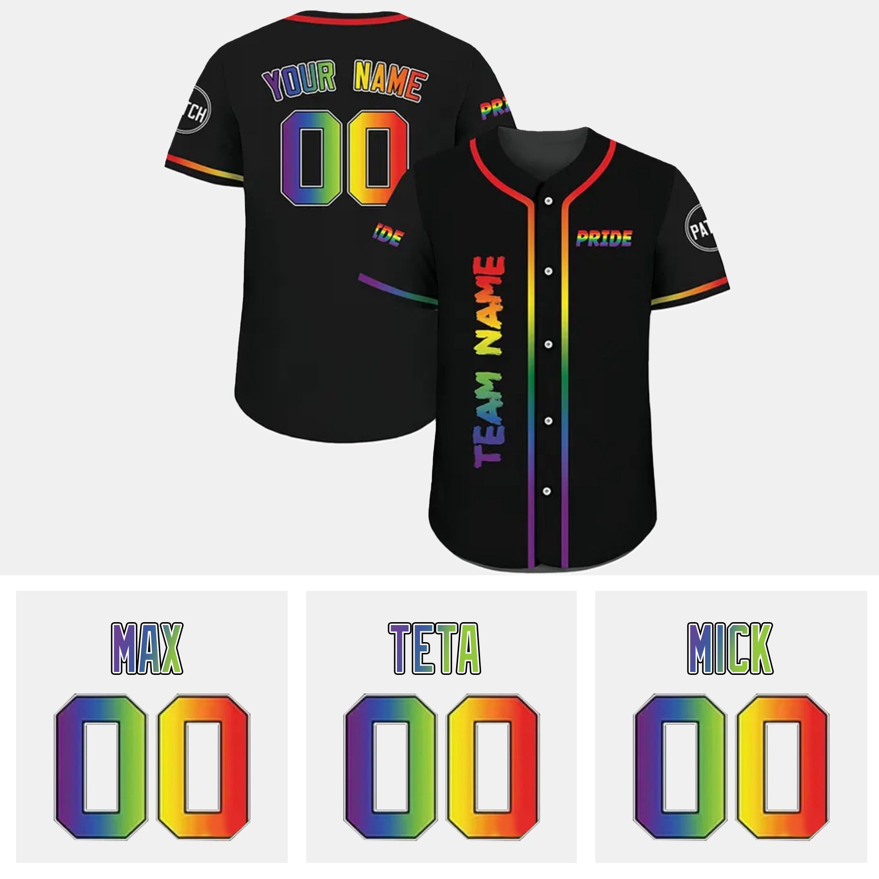 Custom LGBTQ Pride Baseball Jersey