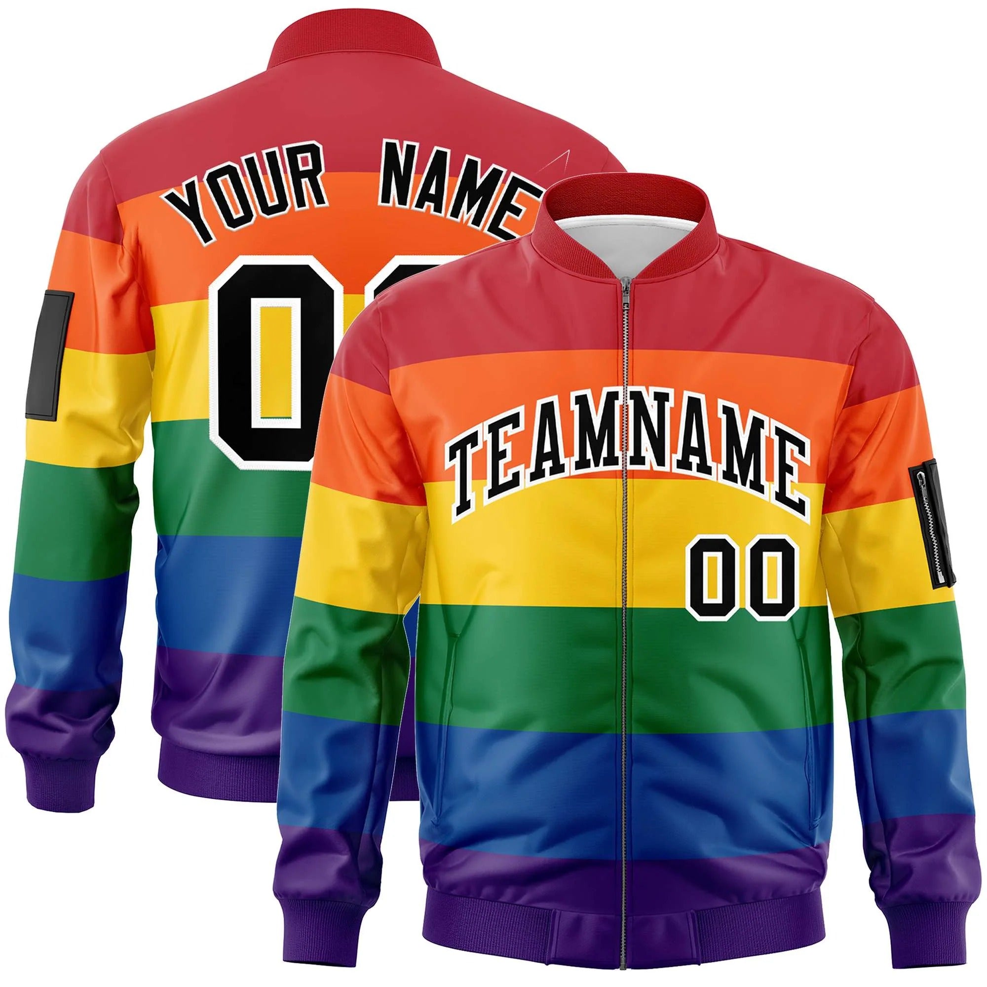Custom LGBT Rainbow For Pride Month Full-Snap Color Block Letterman Bo
