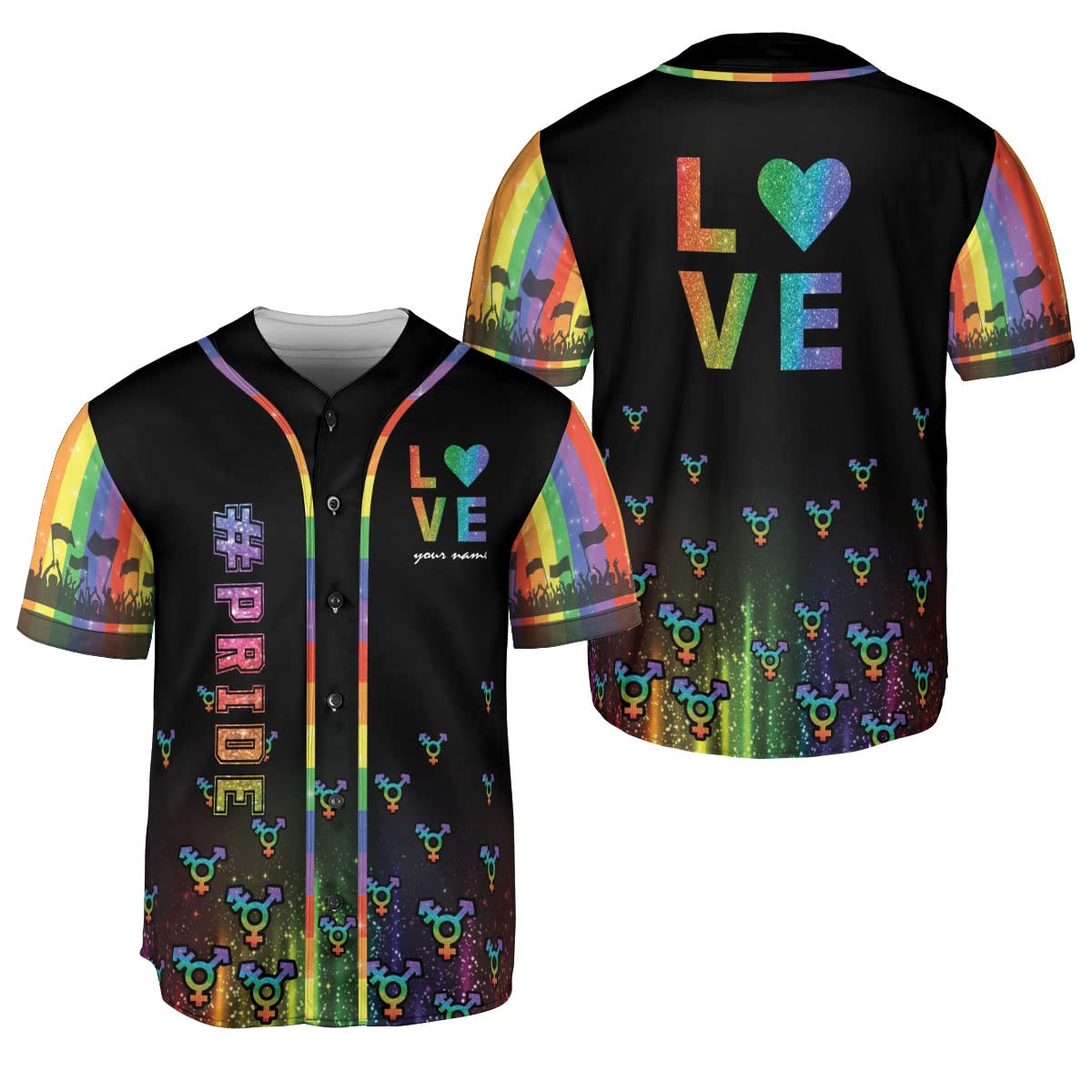 Personalized LGBT Pride Baseball Jersey Pride Hand/Rainbow Les Gay Shi