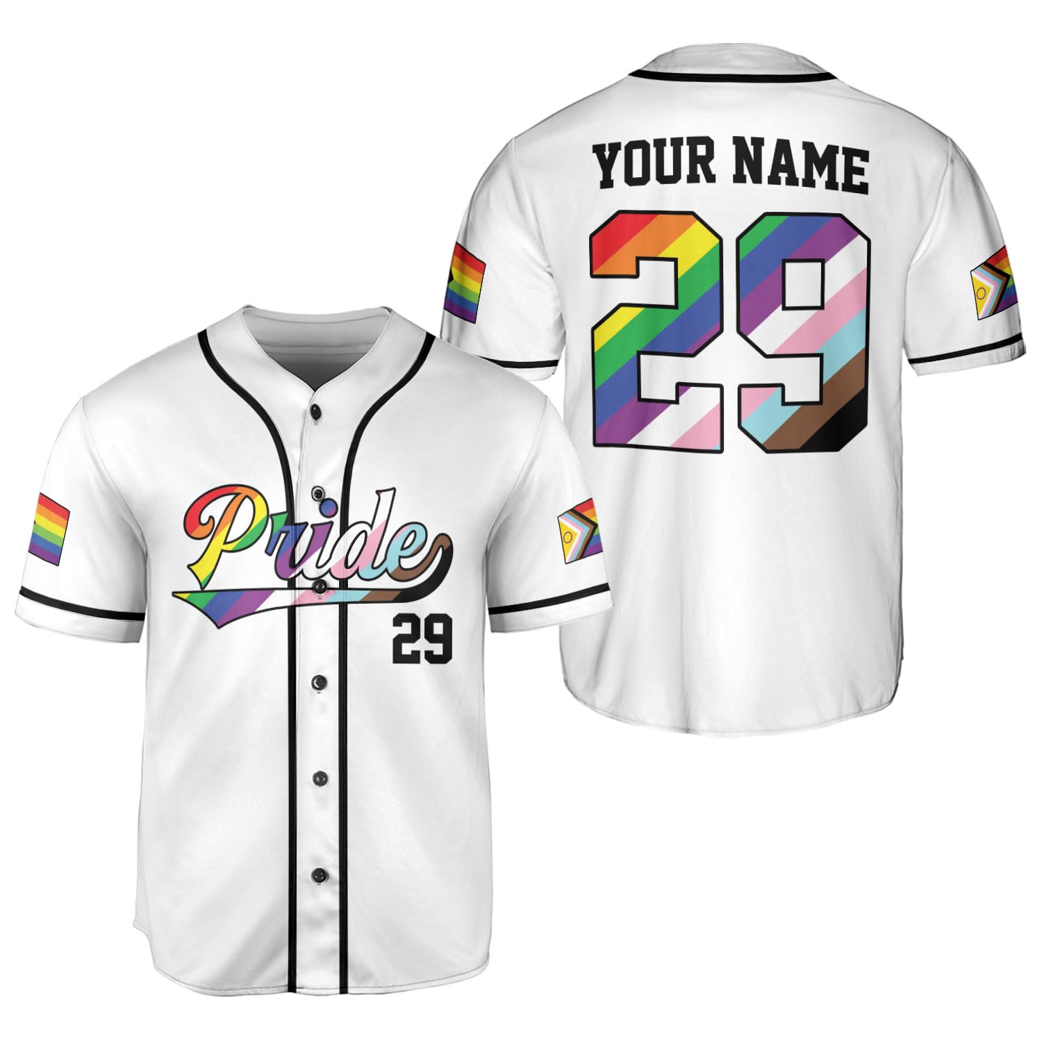 Personalized LGBT Pride Baseball Jersey Pride Hand LGBT Flag Jersey Ra