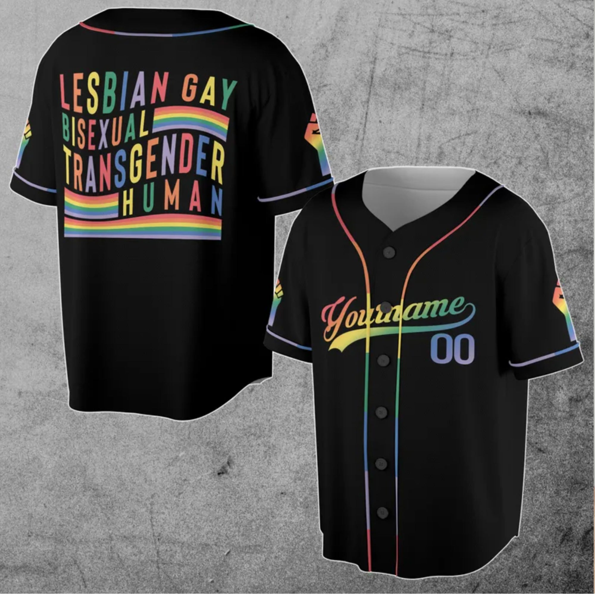 Customize Rainbow Pride LGBT Team Unisex Baseball Jersey