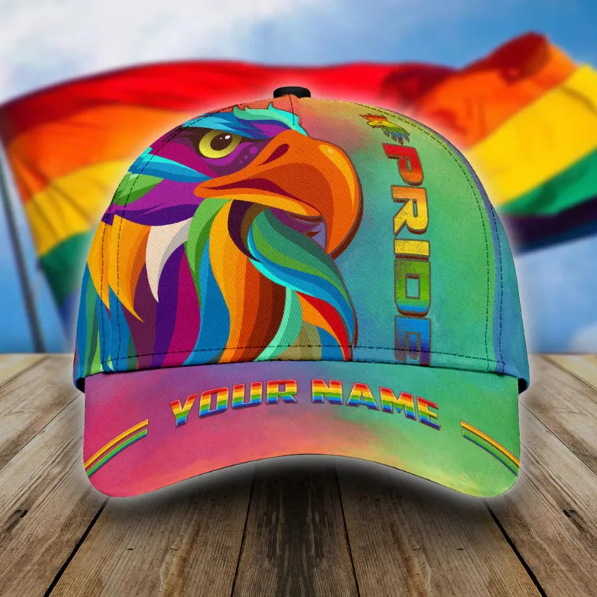 PERSONALIZED LGBT EAGLE PRIDE 2022 LGBTQ FLAG CLASSIC CAP