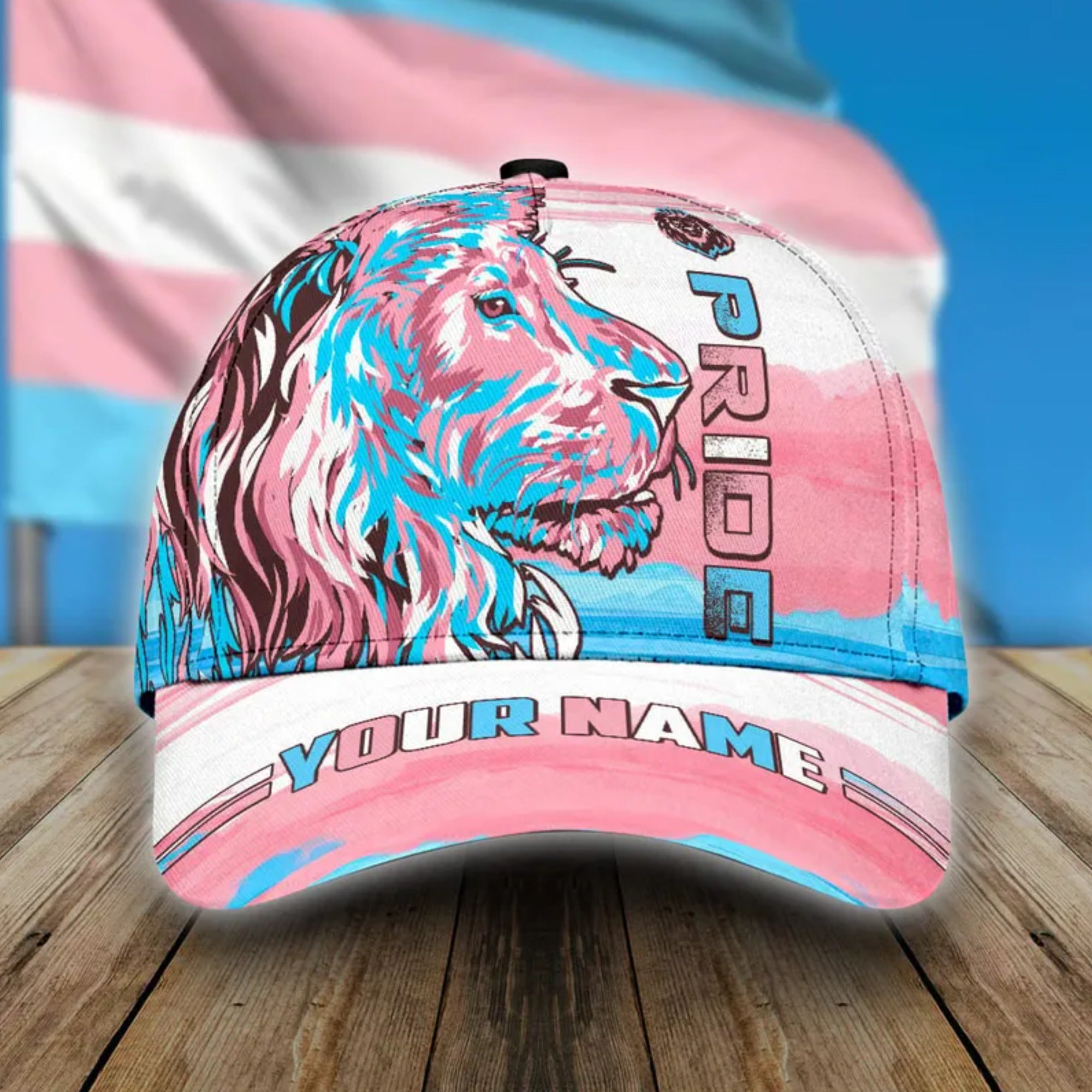 PERSONALIZED LGBT LION PRIDE TRANSGENDER COLOR 3D CLASSIC CAP