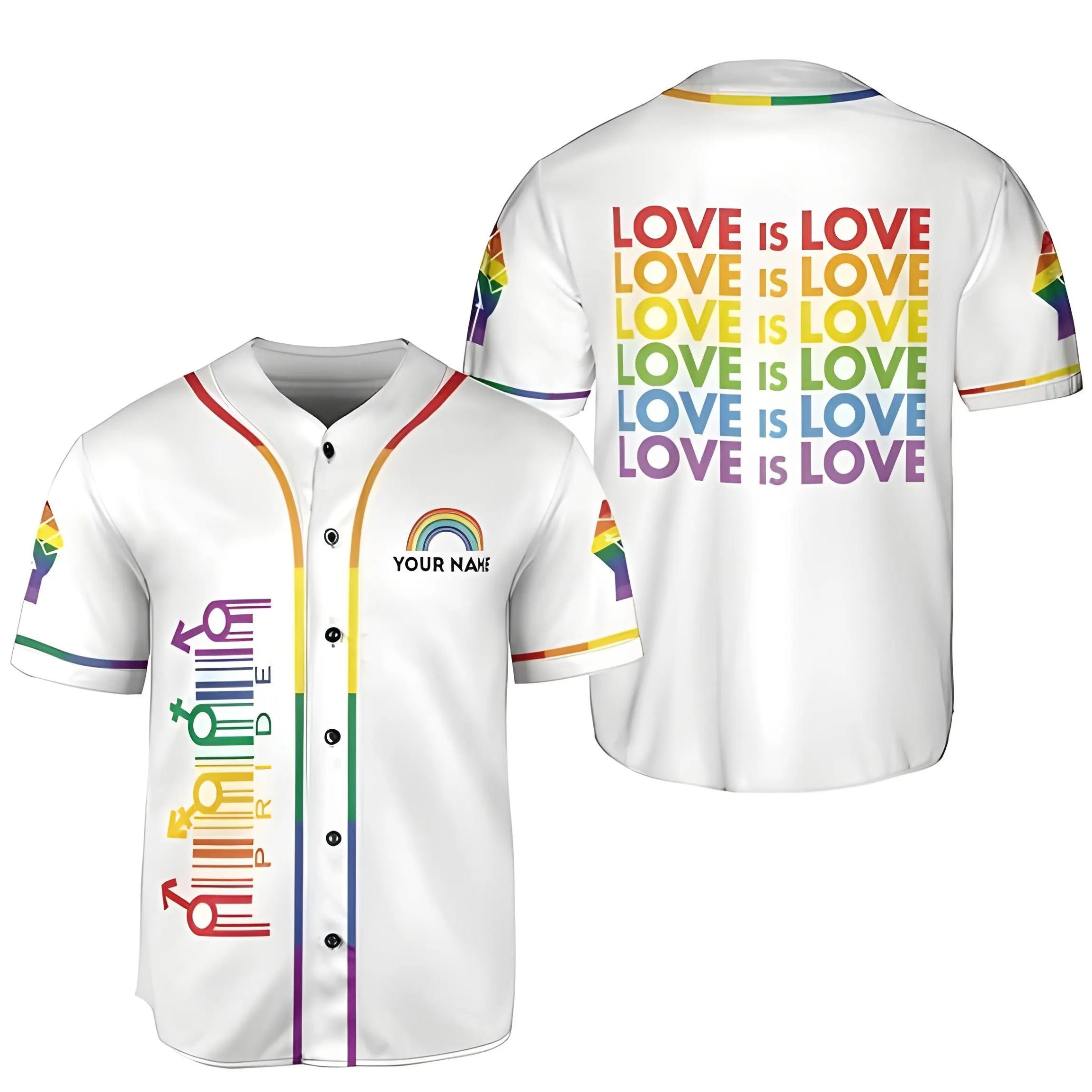 Personalized Rainbow Pride Baseball Jersey Shirt for Men Women