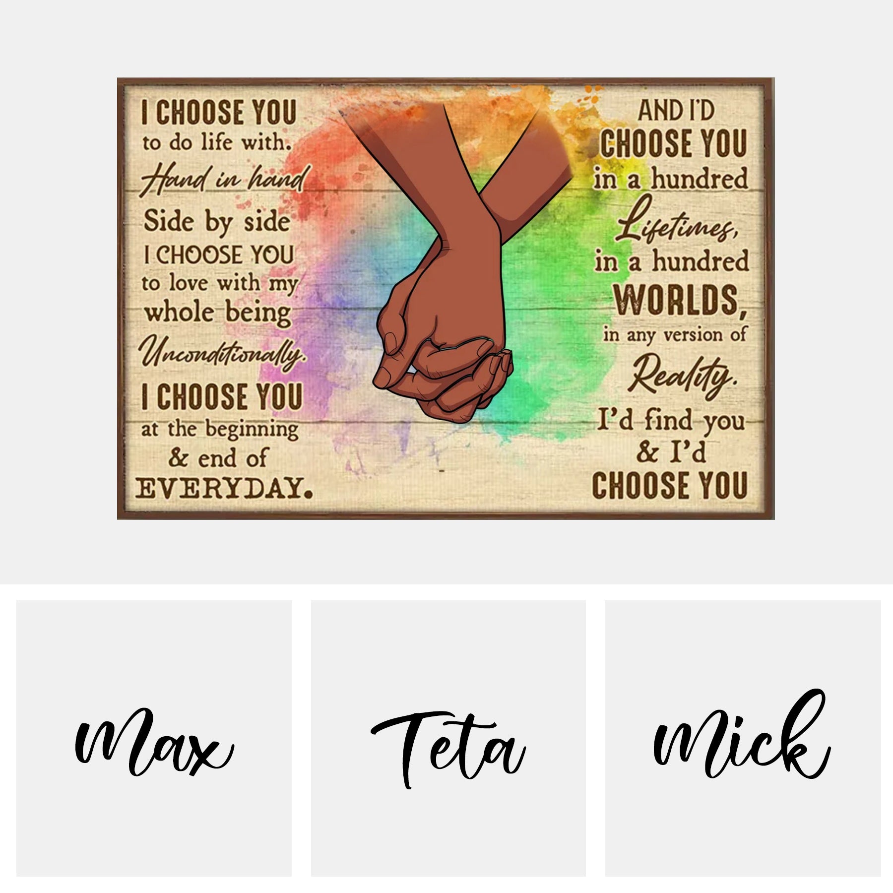 I Choose You To Do Life With - Couple Personalized Custom Horizontal P