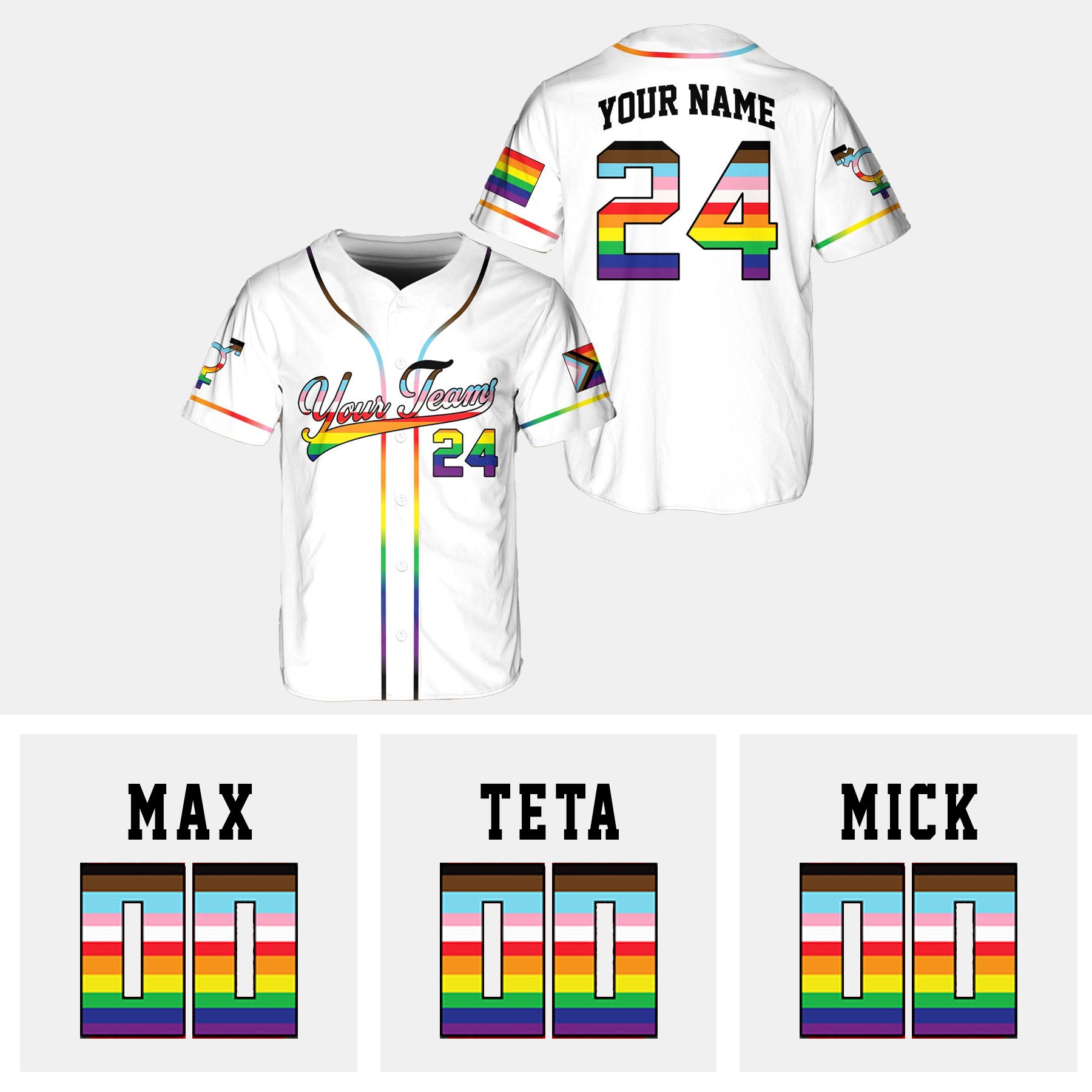 Custom LGBT Pride Baseball Jersey Shirt