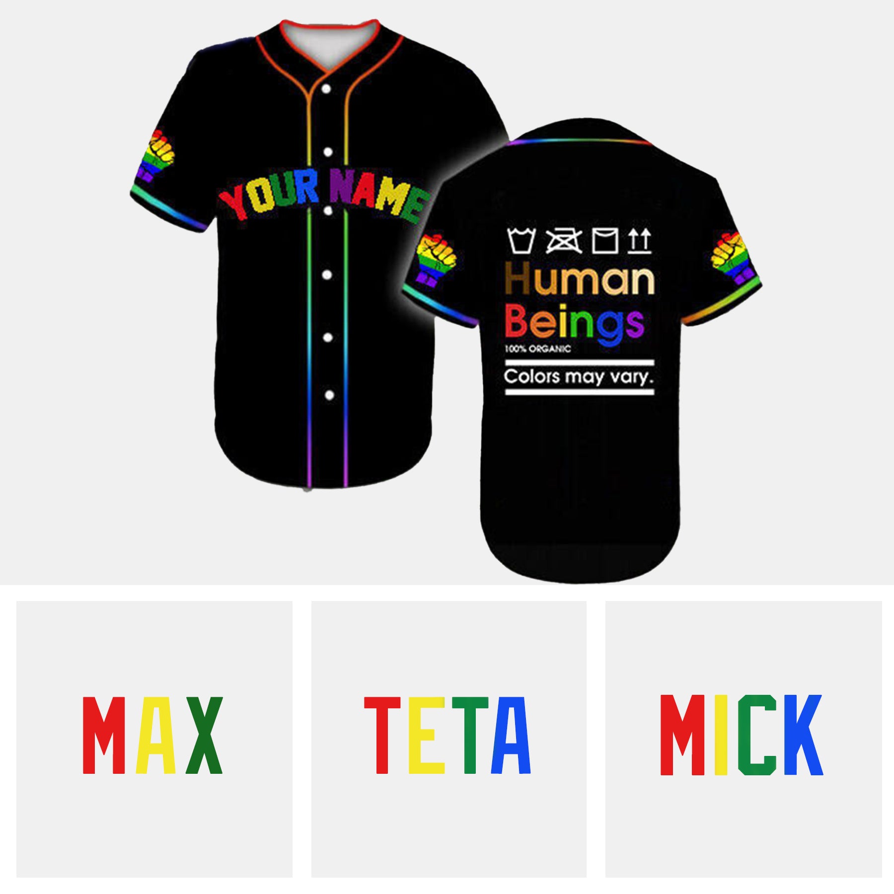 Lgbt Pride Baseball Jersey Rainbow Flag Custom Jersey