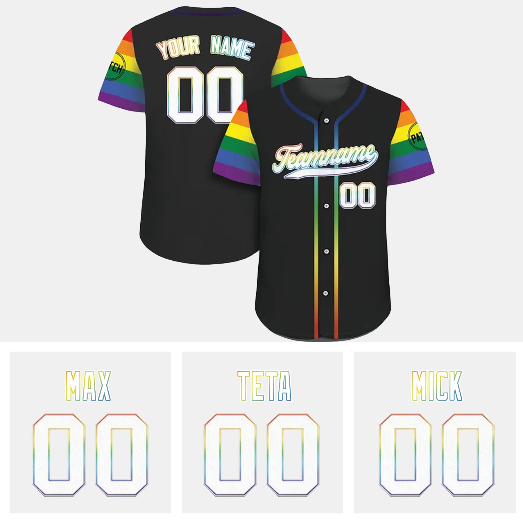 Custom Rainbow LGBTQ Pride Baseball Jersey