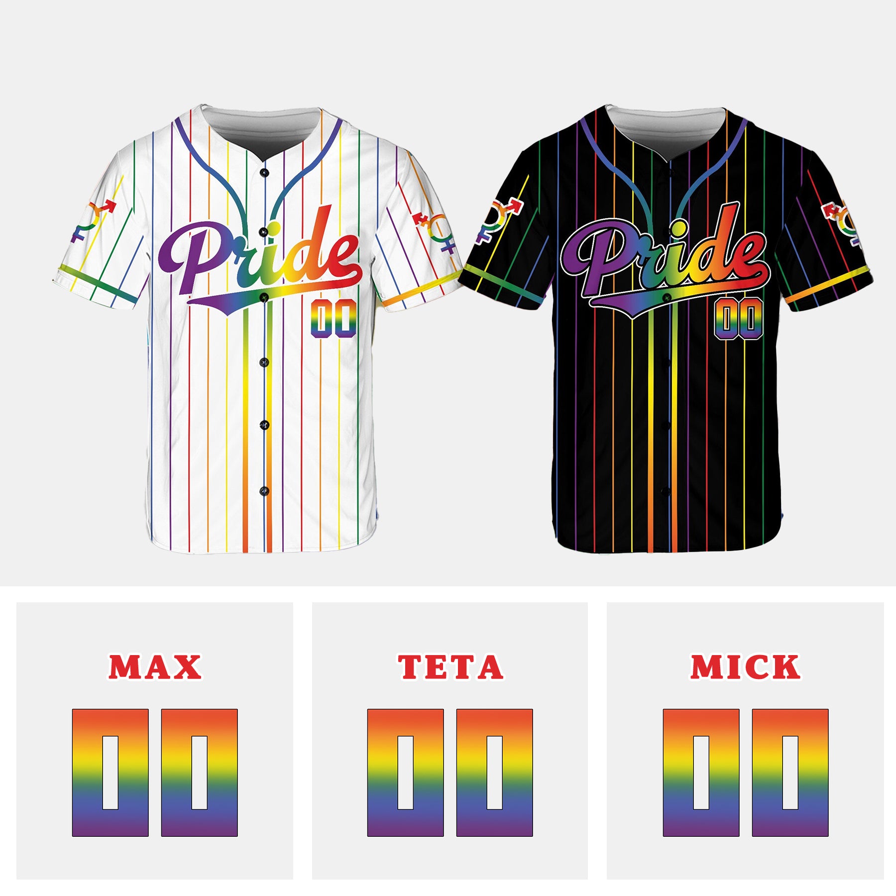 LGBTQ Baseball Custom Pride Rainbow Matching Jersey